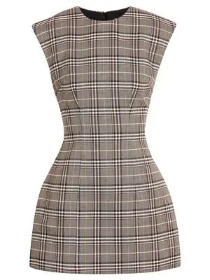 Ronny Kobo Wolverton Checked Jacquard Mini Dress - Brown