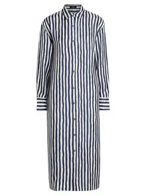 Theory Striped Silk-twill Midi Shirt Dress - Navy