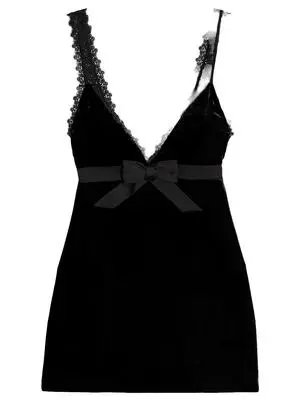 Ronny Kobo Emmi Lace-trimmed Silk-blend Velvet Mini Dress - Black