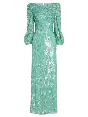 JENNY PACKHAM Jenny Packham Ziva Embellished Tulle Gown