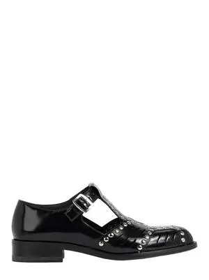 Bally Spiegel Studded Glossed Leather Sandals - Black