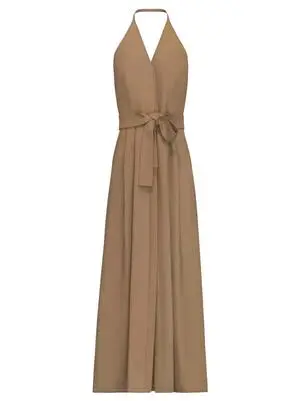 Marella Maxi Belted Halterneck Dress - Neutrals