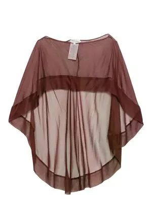Alberta Ferretti Sheer Ruffled Cape - Brown