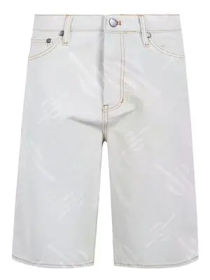 DAILY PAPER Logo Print Contrast Stitch Shorts - Blue