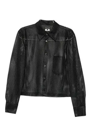 Comme Des Garçons Mesh Chest-pocket Shirt - Black