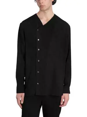 Emporio Armani Asymmetric Crinkled-finish Shirt - Black