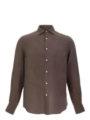 MC2 SAINT BARTH Pamplona Button-down Linen Shirt - Brown