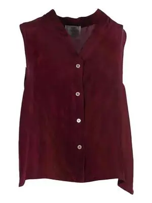 FORTE_FORTE Silk Habotai V-neck Top - Red