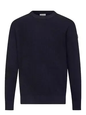 Moncler Logo Patch Waffle-knit Sweater - Blue