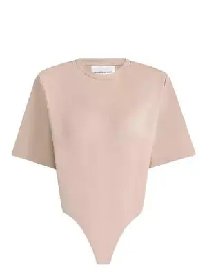 Manière De Voir Manière De Voir Sculpting Shoulder Bodysuit T-Shirt Neutrals