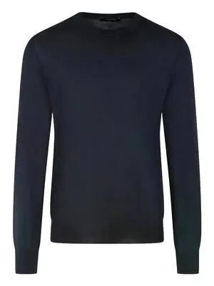 GRAN SASSO Crew Neck Fine Knit Sweater - Blue