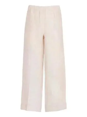 D.exterior Wide-leg Trousers With Turn-up Cuffs - Neutrals