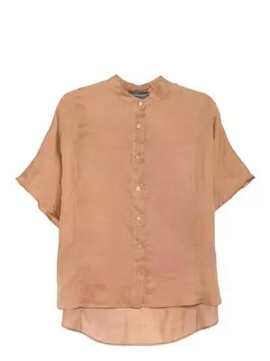 Lorena Antoniazzi Short Sleeve Band Collar Shirt - Neutrals