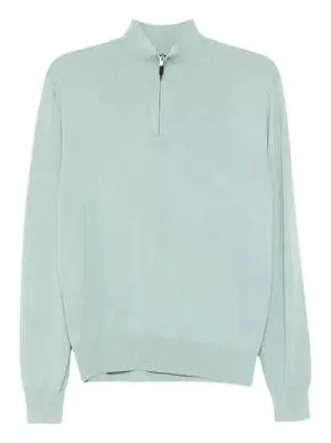 Canali Stand-collar Zip-up Sweater - Green