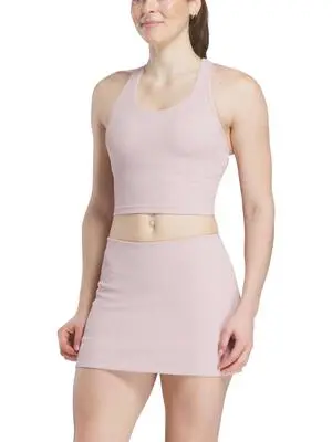 REEBOK Cropped Waffle-knit Tank Top - Muted Mauve