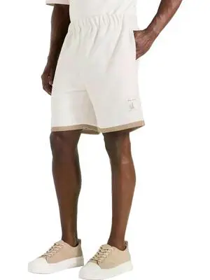 Manière De Voir Cream Crochet Detail Shorts With Contrast Hem - Neutrals