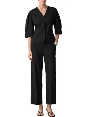 Theory Good Linen Classic Relaxed Trousers - Black