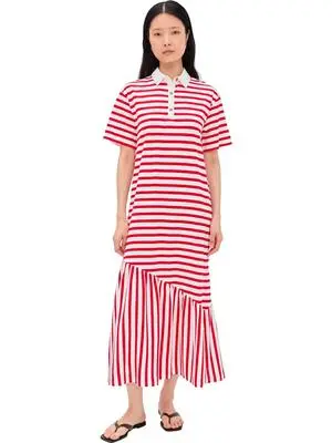 NEVER FULLY DRESSED Striped Jersey Maxi Dress - Red
