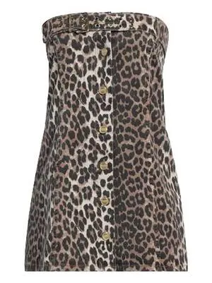 GANNI Leopard-print Belted Tube Top - Black