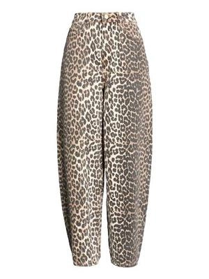 GANNI Leopard-print Organic Cotton Mom Jeans - Brown