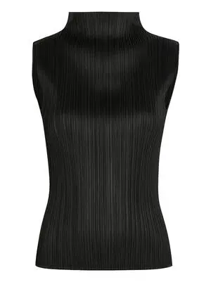 Issey Miyake Sleeveless Mock Neck Top - Black