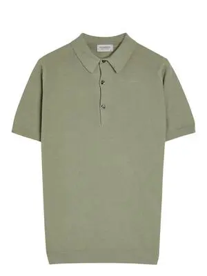 John Smedley Roth Fine-knit Cotton Polo Shirt - Olive