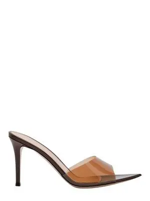 GIANVITO ROSSI Elle 85 Patent Leather Mules - Brown