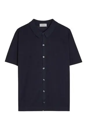 John Smedley Folke Fine-knit Cotton Shirt - Navy