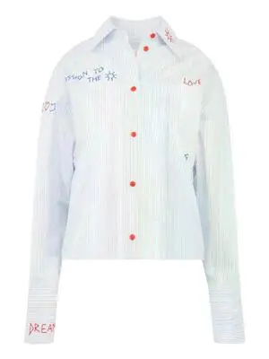 Mira Mikati Embroidered Striped Shirt - Blue