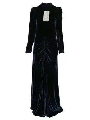 DUNESI Dunes Embellished Ruched Maxi Dress - Blue