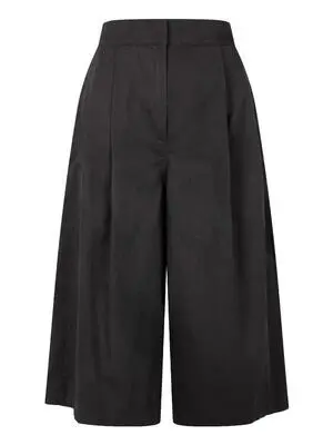 STUDIO TOMBOY Pleated Cropped Wide Leg Trousers - Black