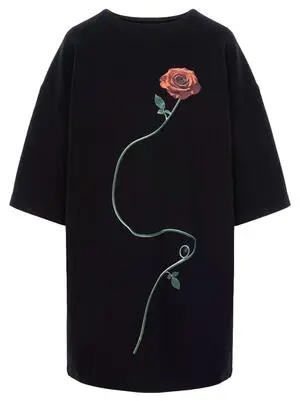 HAMZA Kyoto Rose-print T-shirt Dress - Black
