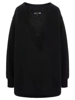 HAMZA Lace-insert Fleece Dress - Black