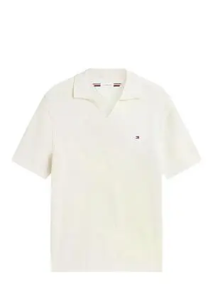 Tommy Hilfiger Textured Open-collar T-shirt - Neutrals