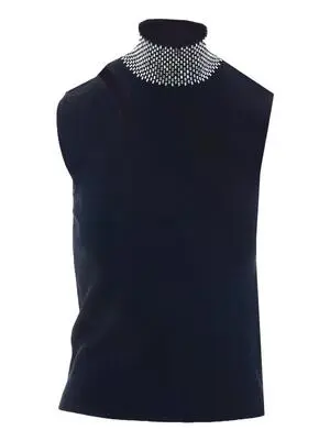 Liu Jo Halter Neck Sleeveless Knit Top With Strass Embellishment - Black