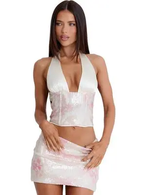 OUTCAST Elvira Mini Skirt In Victoria - Print