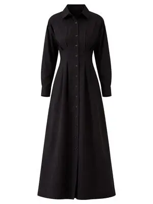 EXQUISE Fitted Waist Shirt Dress - Black