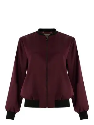EXQUISE Lacey Bomber Jacket - Red