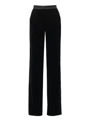 EXQUISE Velvet Straight Cut Trousers - Black