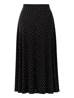 EXQUISE Knit Midi Skirt With Polka Dot Pattern - Black