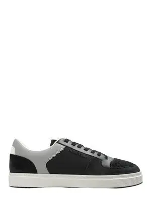 Emporio Armani Low-top Leather, Suede, And Mesh Sneakers - Multicolour