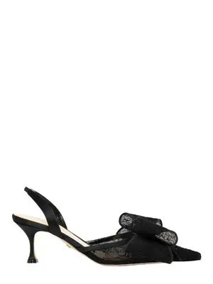 Mach & Mach Le Cadeau Lace Slingback Pumps - Black