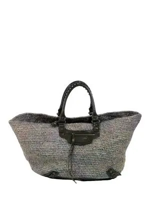 Balenciaga Raffia Basket Tote Bag - Grey