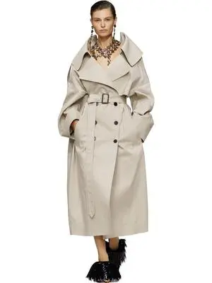 Givenchy Oversized Bonded Cotton Trench Coat - Neutral