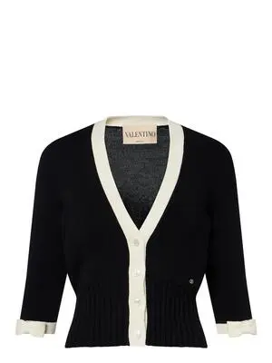 Valentino Garavani Cotton Cardigan With Bow Detail - Black
