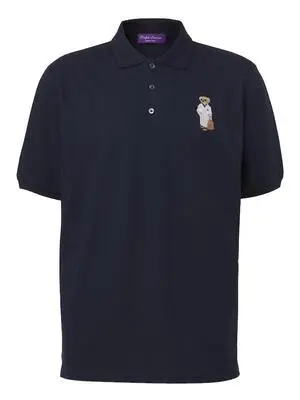 Ralph Lauren Purple Label Embroidered Cotton And Cashmere Polo Shirt - Blue