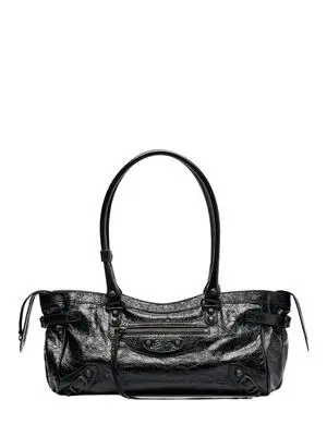 Balenciaga Le City East-west Leather Shoulder Bag - Black
