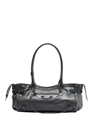 Balenciaga Le City East-west Leather Shoulder Bag - Grey