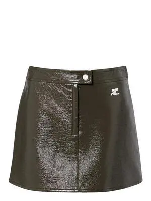 COURREGES Courrèges Vinyl Cotton-Blend Miniskirt Brown