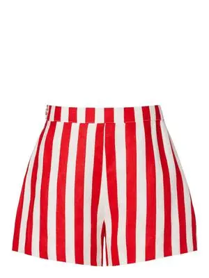 Posse Perri Striped Linen Shorts - Red